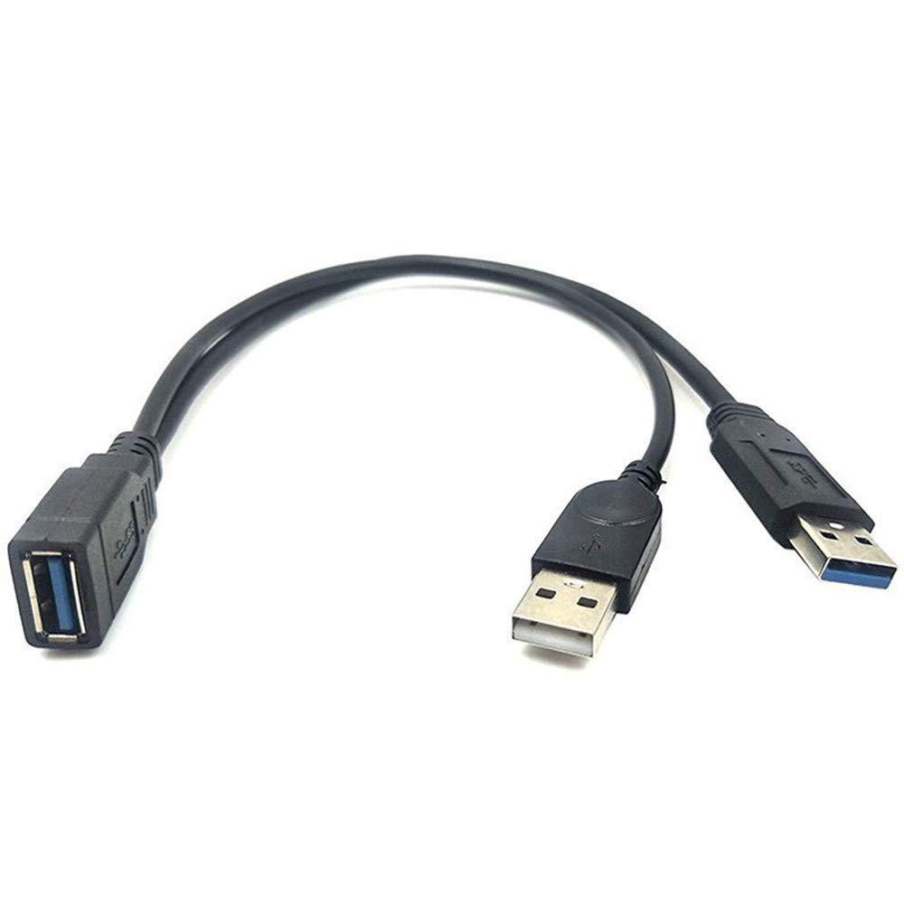 ANRANK USB 3.0 Female to Dual USB Male Extra Power Data Extension Cord Adapter Splitter Y-Cable Black