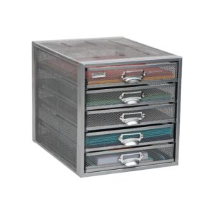 Mind Reader File Storage Drawers, Desk Organizer, Multi-Purpose, Crafts, Office, Metal Mesh, 11"L x 14"W x 11"H, Silver