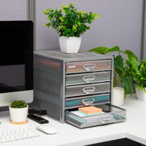 Mind Reader File Storage Drawers, Desk Organizer, Multi-Purpose, Crafts, Office, Metal Mesh, 11"L x 14"W x 11"H, Silver