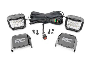 rough country 3" wide angle osram led lights | 13,500 lumens | pair - 70904 , black