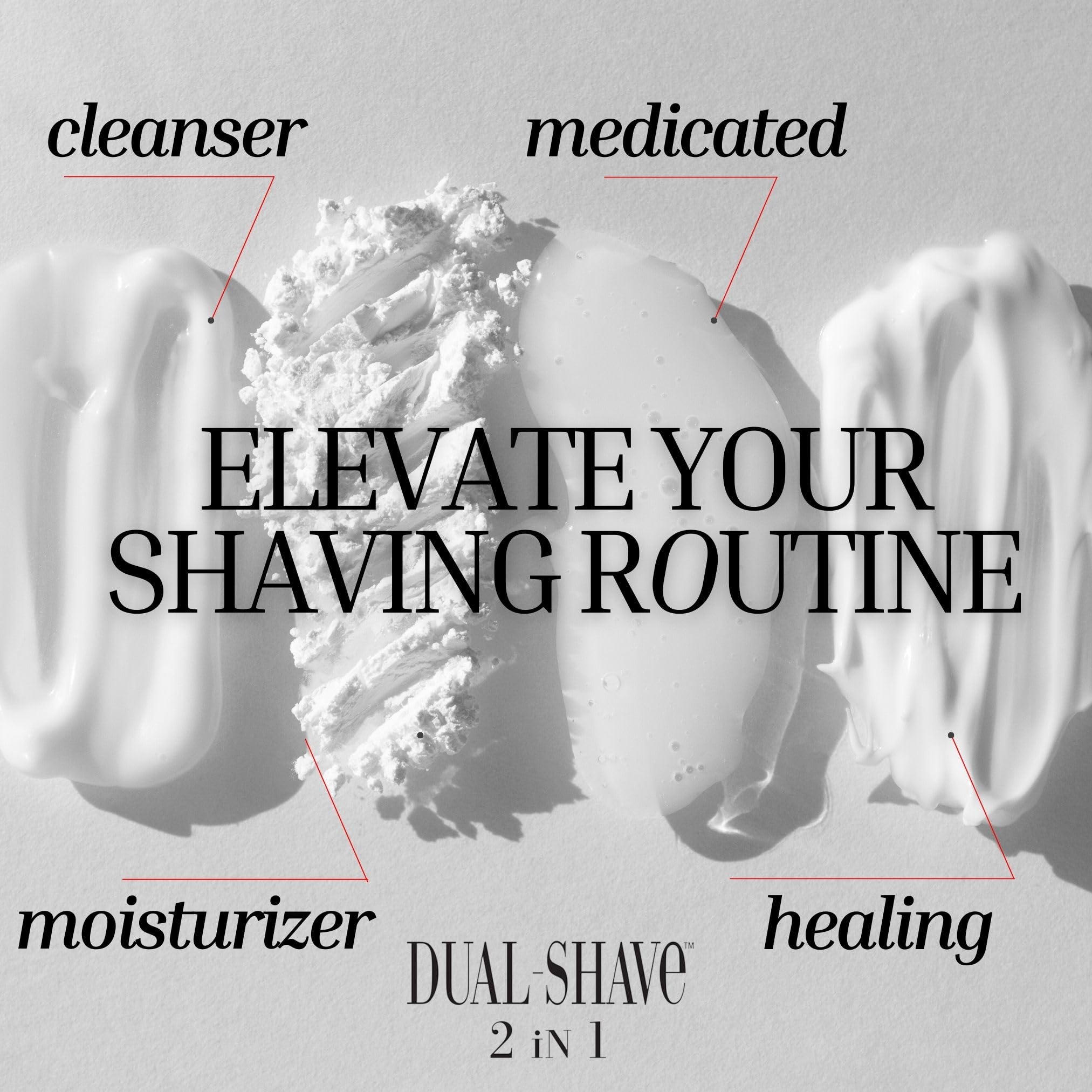 Dual-Shave, The World's First Medicated 2 in 1 Shave Cream - Lab Tested & Proven to Eliminate Acne, Razor Bumps & Oily Skin