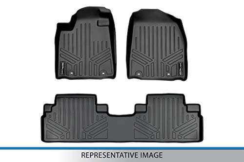 SMARTLINER Custom Fit Floor Mats 2 Row Liner Set Black Compatible with 1999-2007 Compatible with Ford F-250 / F-350 / F-450 Super Duty Crew Cab