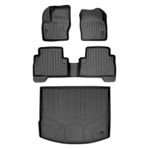 smartliner custom fit floor mats 2 rows and cargo liner set black compatible with 2013-2019 compatible with ford escape