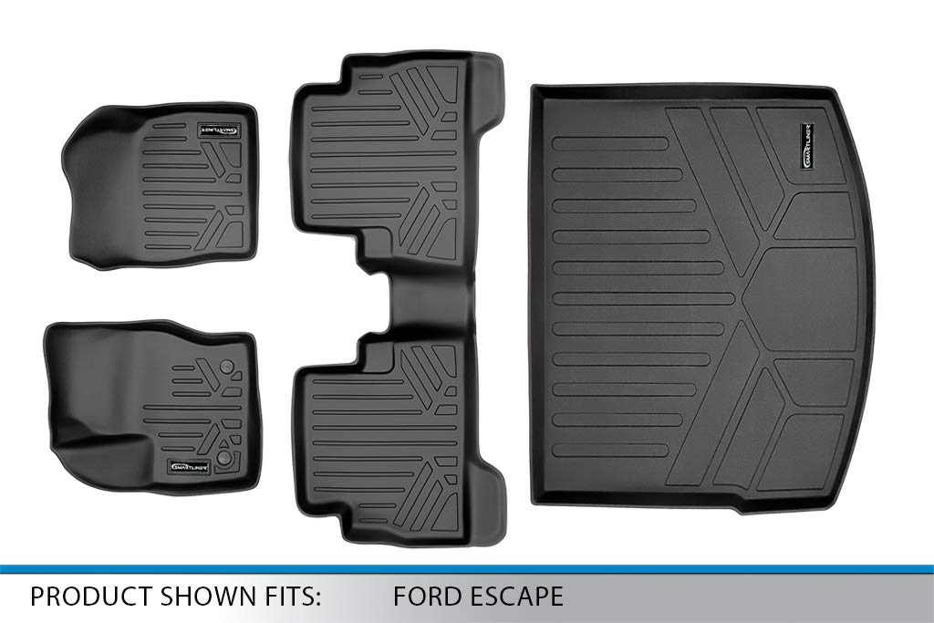 SMARTLINER Custom Fit Floor Mats 2 Rows and Cargo Liner Set Black Compatible with 2013-2019 Compatible with Ford Escape