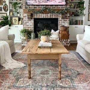 Hauteloom Rosman Machine Washable 7'10"x10'2" Living Room Bedroom Area Rug - Persian Oriental - Vintage Distressed Medallion - Pet & Child Friendly - Stain & Water Resistant - Terracotta, Brown