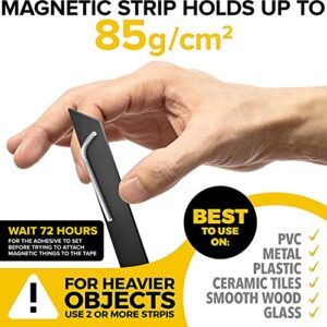 Flexible Magnetic Tape - 1/2 Inch x 10 Feet Magnetic Strip with Strong Self Adhesive - Ideal Magnetic Roll Tape for DIY and Craft Projects - Sticky Magnets for Refrigerator and Dry Erase Board