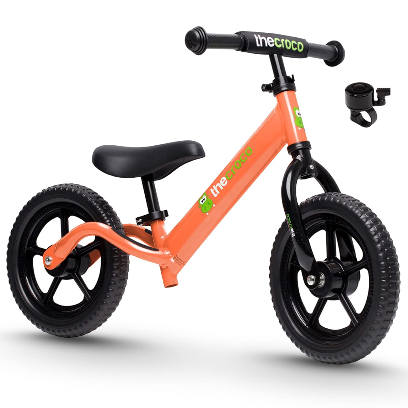 The Original Croco Ultra Lightweight and Sturdy Balance Bike.2 Models for 2, 3, 4 and 5 Year Old Kids. Unbeatable Features. Toddler Training Bike, No Pedal. (Orange, Ultralight 12 Inch)