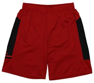 adidas game built player climalite short with pockets, power red- black x-large