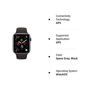 Apple Watch Series 4 (GPS, 44MM) - Space Gray Aluminum Case with Black Sport Band (Renewed)