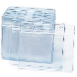 100 pcs clear plastic horizontal name badge id card holders