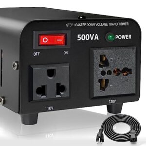 yinleader 500w voltage transformer power converter(110v to 220v,220v to 110v) step up/down converter 110/120 volt - 220/240 volt w/us power cord,circuit breaker protection (vtus-500)