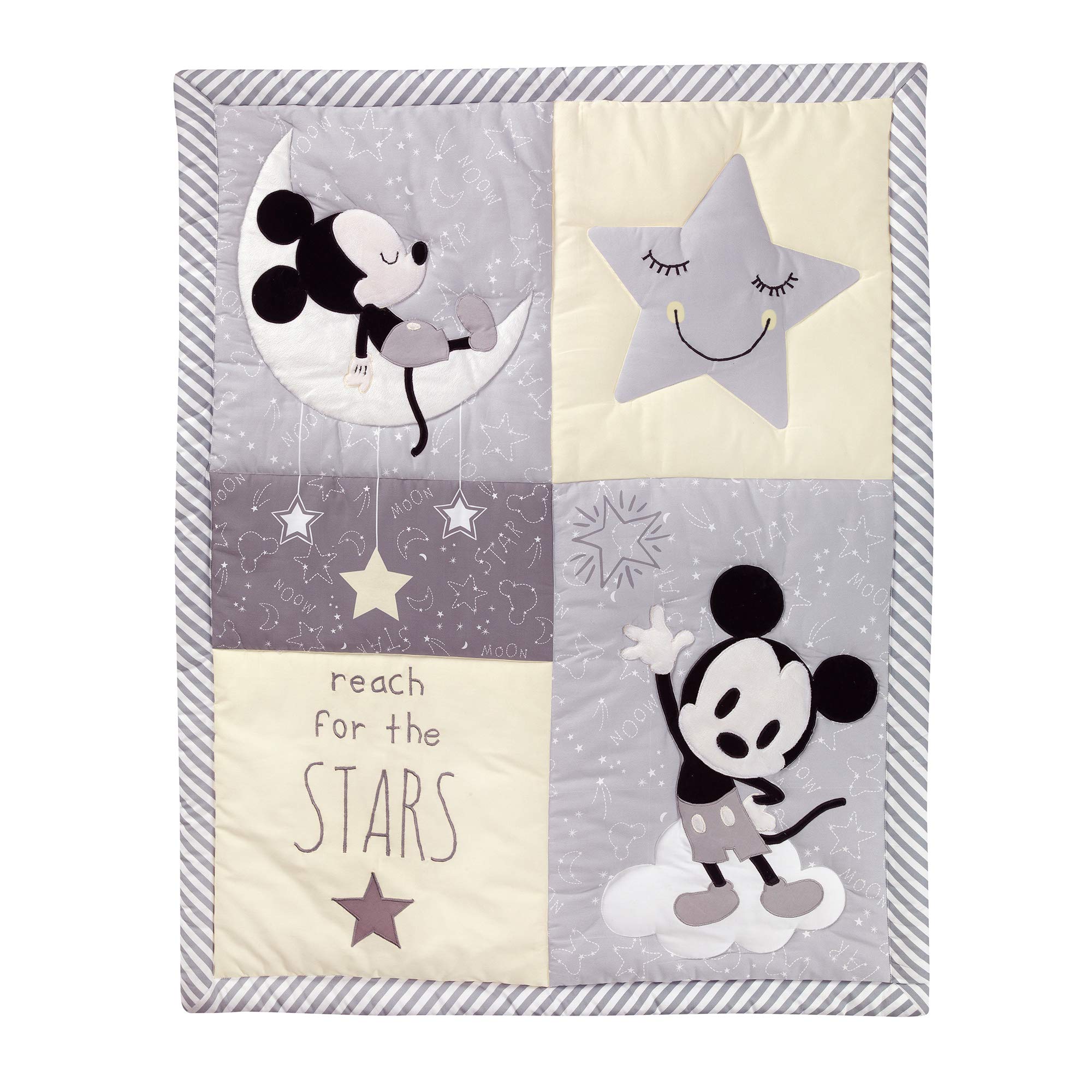 Lambs & Ivy Mickey Mouse 4Piece Crib Bedding Set, Gray