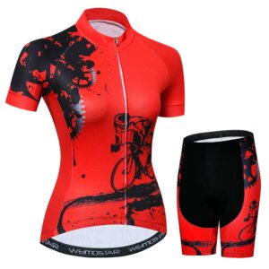 women's short sleeve cycling jersey set road bike shirt shorts with 3d padded xl