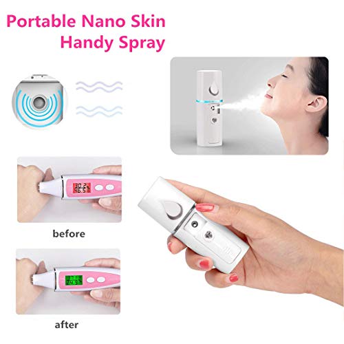 Nano Facial Steamer Mist Spray Eyelash Extensions Cleaning Pores Water SPA Moisturizing Hydrating Face Sprayer USB Rechargeable Mini Beauty Device - Summer Gives You Cool (White)