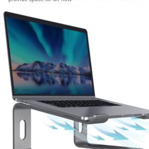 SOUNDANCE Laptop Stand, Aluminum Computer Riser, Ergonomic Laptops Elevator for Desk, Metal Holder Compatible with 10 to 15.6 Inches Notebook Computer, Grey