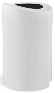 safco open-top modern trash can, durable & puncture-resistant stainless steel, 30 gallon, white