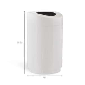 Safco Open-Top Modern Trash Can, Durable & Puncture-Resistant Stainless Steel, 30 Gallon, White