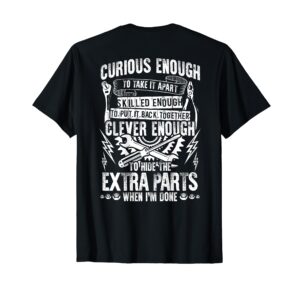 curious, skilled and clever - funny car auto truck mechanic t-shirt