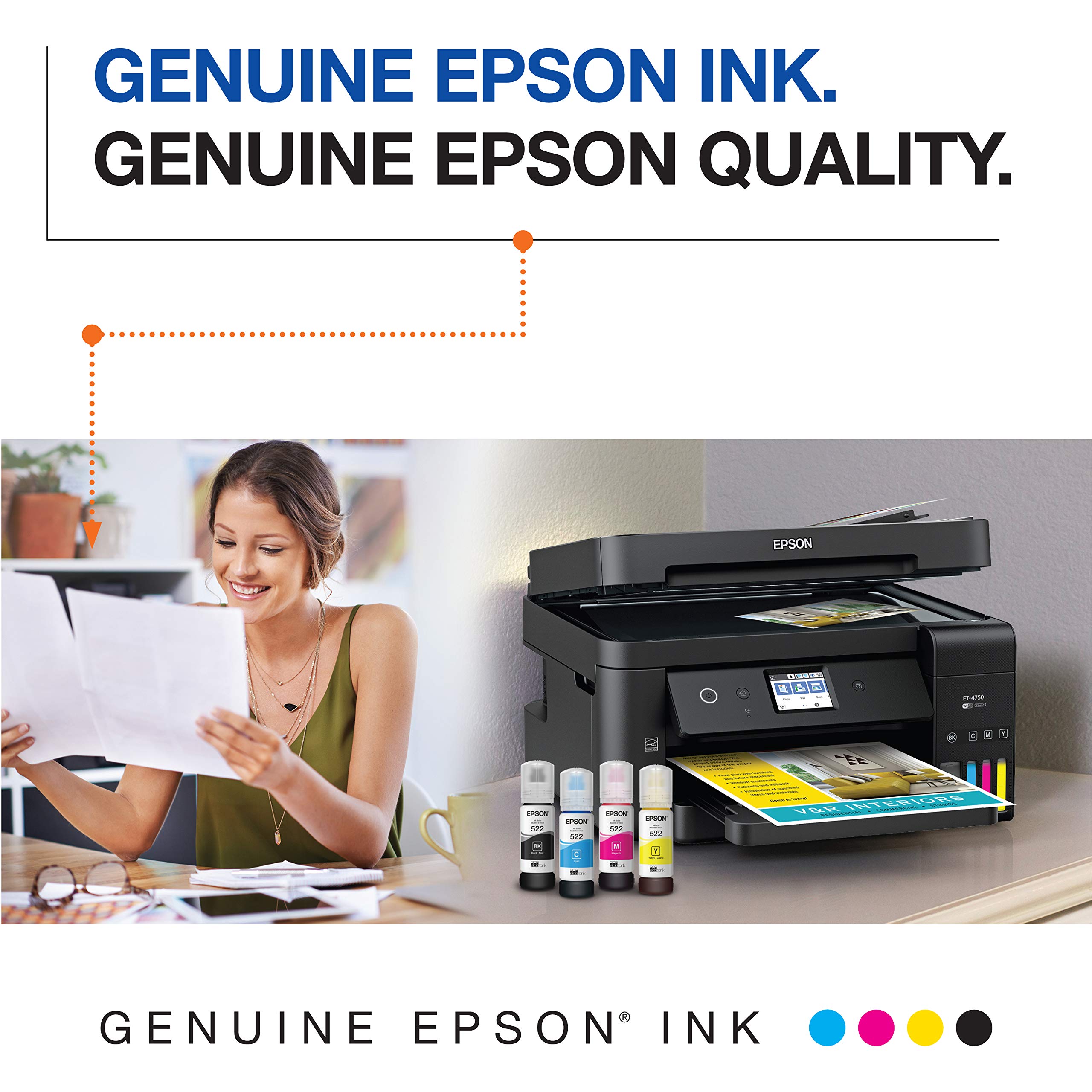 Epson 522 EcoTank Ink Ultra-high Capacity Bottle Magenta (T522320-S) Works with EcoTank ET-2720, ET-2800, ET-2803, ET-2840, ET-4700, ET-4800, ET-4810