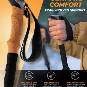 Foxelli Hiking Poles – Lightweight & Collapsible with Comfortable Cork Grips, Easily Adjustable for All Heights, Includes Carry Bag and Accessories