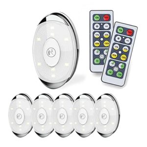 led puck light, led lights battery operated with remote control, wireless soft lighting, under cabinet lighting for kitchen, timer+ dimmer, 4000k warm white, 6 pack