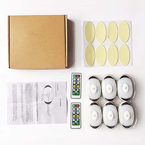 LED Puck Light, led Lights Battery Operated with Remote Control, Wireless Soft Lighting, Under Cabinet Lighting for Kitchen, Timer+ Dimmer, 4000K Warm White, 6 Pack