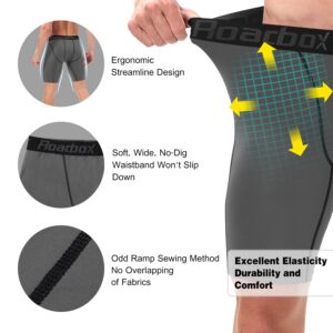 Roadbox Compression Shorts for Men 3 Pack Cool Dry Athletic Workout Underwear Running Gym Spandex Baselayer Boxer Briefs