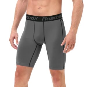 Roadbox Compression Shorts for Men 3 Pack Cool Dry Athletic Workout Underwear Running Gym Spandex Baselayer Boxer Briefs