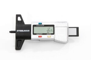 steelman digital tire tread depth gauge, 3 modes - fractional inch, decimal inch, and millimeter, zeroable