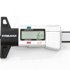 Steelman Digital Tire Tread Depth Gauge, 3 Modes - Fractional Inch, Decimal Inch, and Millimeter, Zeroable