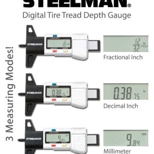 Steelman Digital Tire Tread Depth Gauge, 3 Modes - Fractional Inch, Decimal Inch, and Millimeter, Zeroable