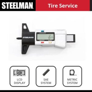 Steelman Digital Tire Tread Depth Gauge, 3 Modes - Fractional Inch, Decimal Inch, and Millimeter, Zeroable