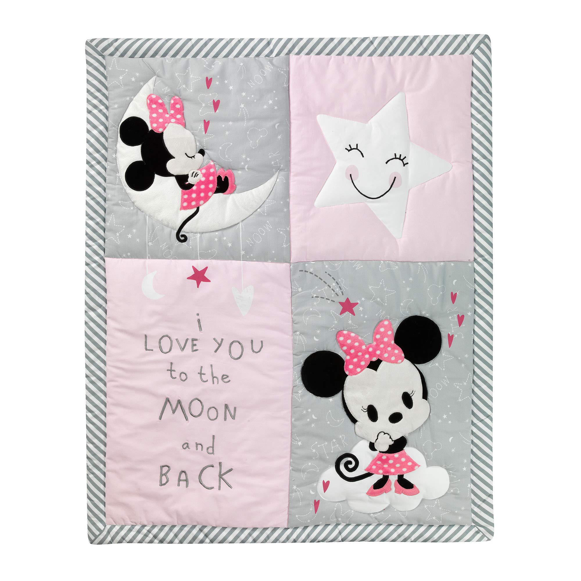 Lambs & Ivy Disney Baby Minnie Mouse 4 Piece Nursery Crib Bedding Set, Pink