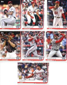 2019 topps opening day baseball washington nationals team set of 7 cards: bryce harper(#22), ryan zimmerman(#122), stephen strasburg(#124), juan soto(#128), sean doolittle(#154), anthony rendon(#182), max scherzer(#183)