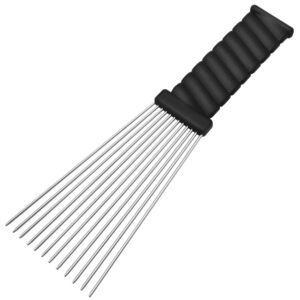 afro pick lift black fist metal hair comb, detangle wig braid hair styling comb for african by osmofuze (no fist xtra-long)