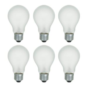 xtricity a19 frosted incandescent rough service light bulb, 60 watt, 2700k soft white, e26 medium base, 550 lumens, 130v (12 pack)