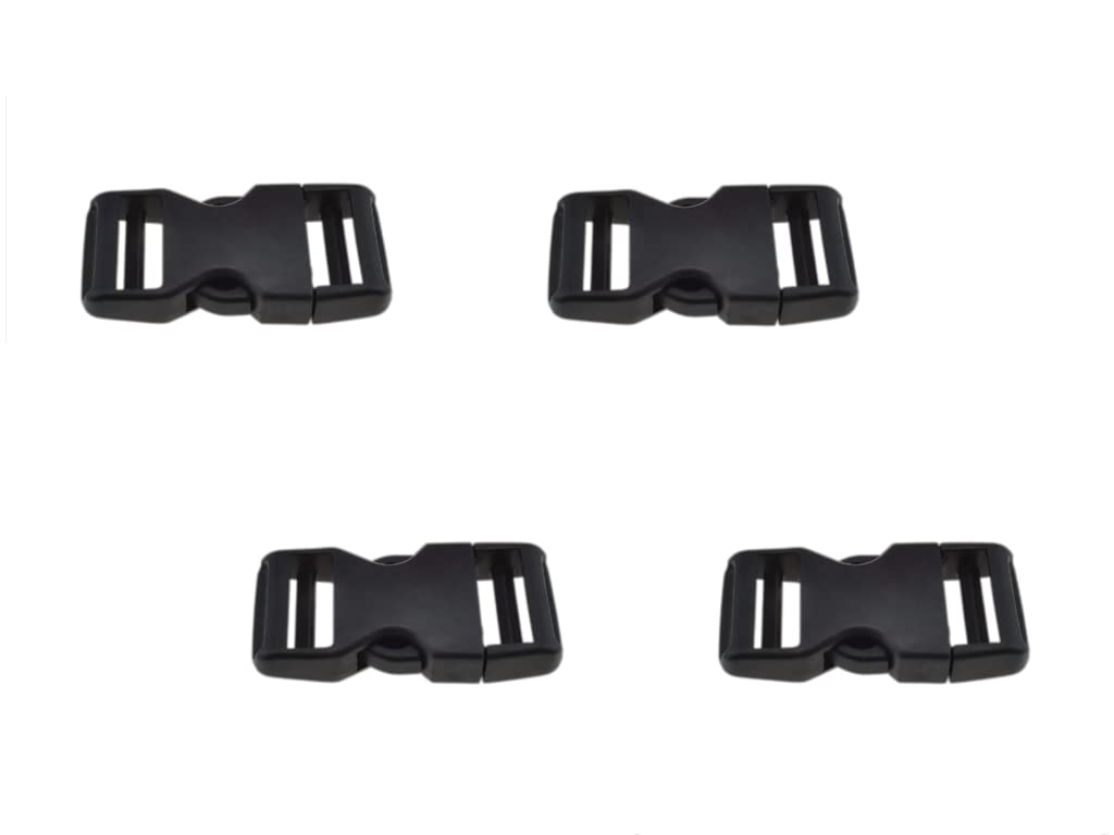 SGH Pro Quick Side Release Buckles 1" Wide 4 Pack Dual Adjustable No Sewing Clips Snaps Heavy Duty Plastic Replacement for Nylon Strap Boat Cover Backpack Fanny Pack Nylon Webbing Belt Dog Collars