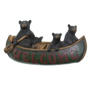 Black Bear Decorations for Home - Welcome Bears in Canoe Wall Plaque Home Decor Bear - Cabin Wall Hanging Welcome Bear Sign Wildlife Decor for Home - Bear Pictures Wall Art Mama Bear Sign