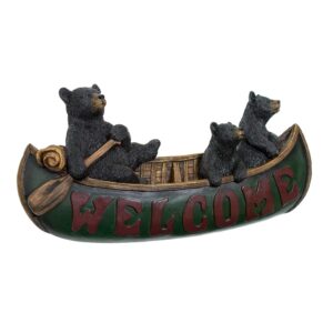 Black Bear Decorations for Home - Welcome Bears in Canoe Wall Plaque Home Decor Bear - Cabin Wall Hanging Welcome Bear Sign Wildlife Decor for Home - Bear Pictures Wall Art Mama Bear Sign