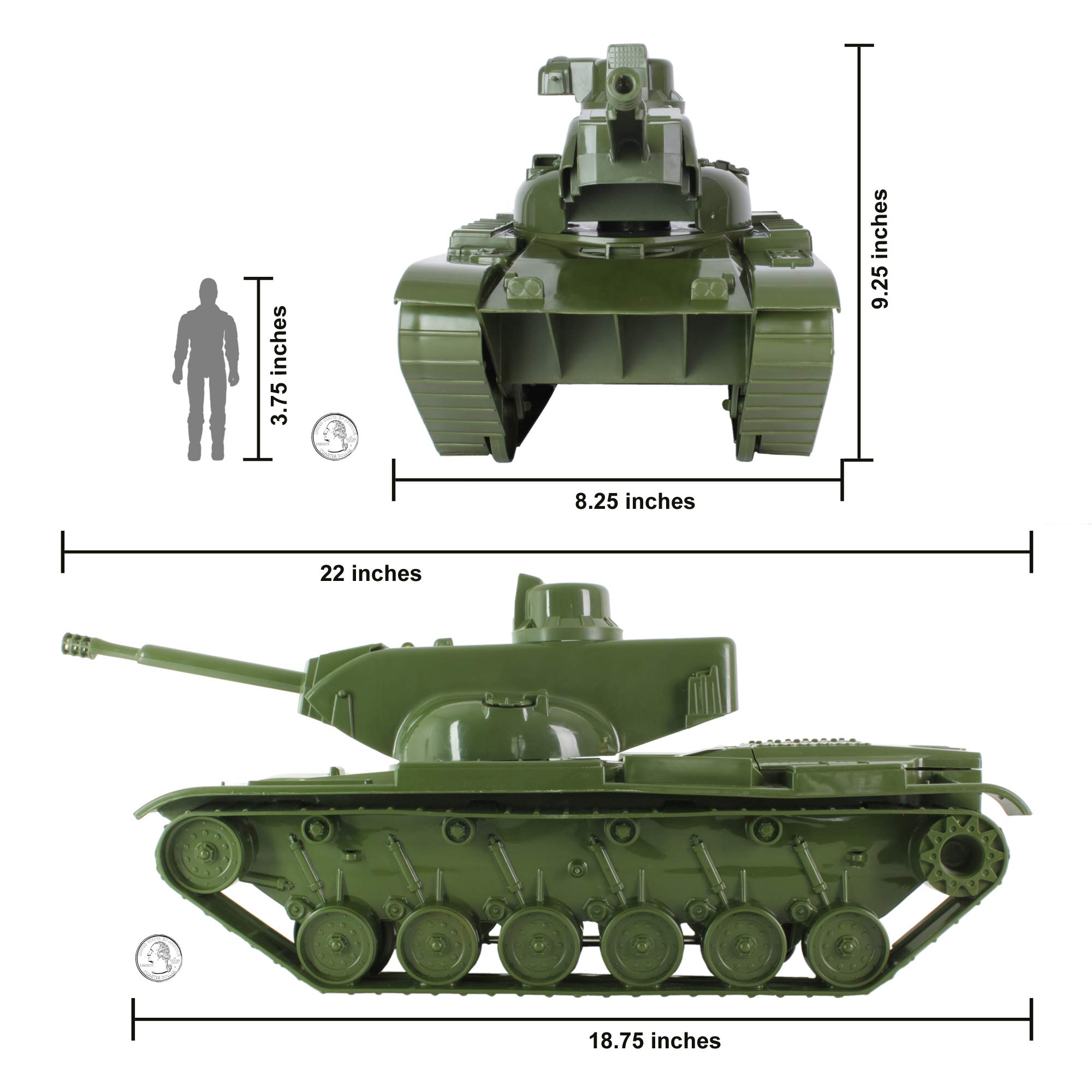 Tim Mee Dominator Big Tank for Action Figures - 22in Olive Green - Made in USA