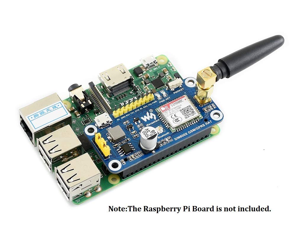 Waveshare GSM/GPRS/Bluetooth 3.0 HAT for Raspberry Pi 2B/3B/3B+/Zero/Zero W Based on SIM800C Support SMS Data Transfer ect