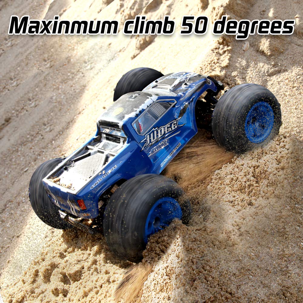 Soyee RC Cars 1:10 Scale RTR 46km/h High Speed Remote Control Car All Terrain Hobby Grade 4WD Off-Road Waterproof Monster Truck Electric Toys for Kids and Adults -1600mAh Batteries x2