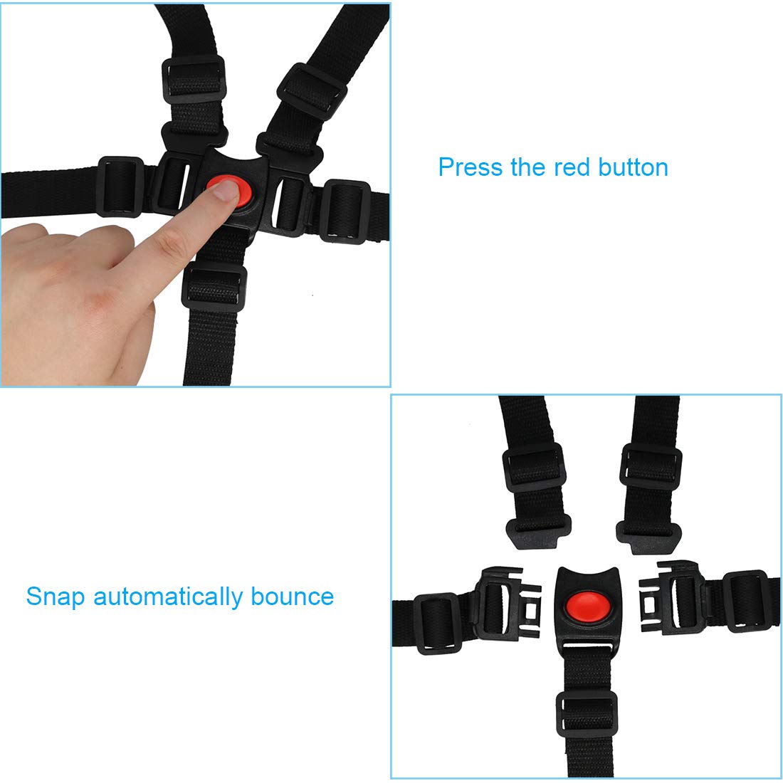 Universal 5 Point Harness Baby Seat Belt Adjustable Baby Safety Strap for High Chair Stroller for Kids Safe Protection