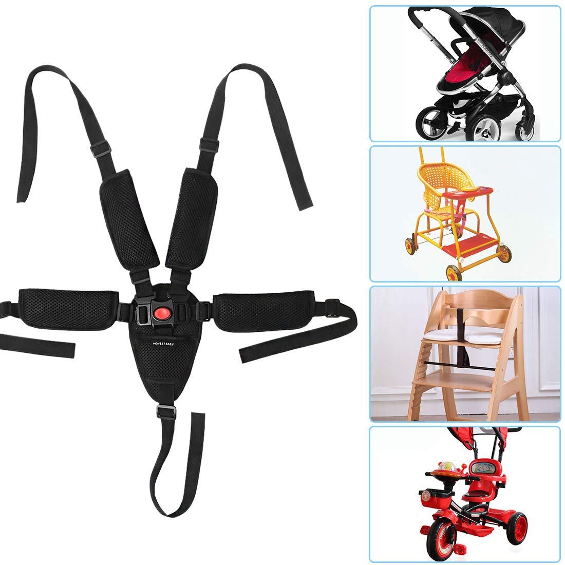 Universal 5 Point Harness Baby Seat Belt Adjustable Baby Safety Strap for High Chair Stroller for Kids Safe Protection