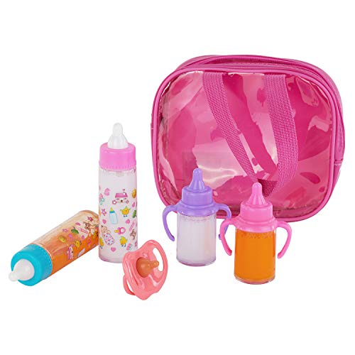 fash n kolor®, My Sweet Baby Disappearing Doll Feeding Set | Baby Care 6 Piece Doll Feeding Set for Toy Stroller | 2 Milk & Juice Bottles with 2 Toy Pacifier for Baby Doll