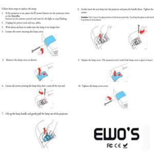 EWO'S HC8350 Replacement Lamp Bulb for EPSON PowerLite Home Cinema 8350 8345 8500UB 8700UB 6100 6500UB 8100 7100 7500UB V13h010l49/Elplp49 Replacement Projector Lamp Bulb