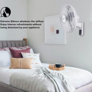 Air Monster 16 Inch Wall Mount Fan with Remote Control, Garage Fan, High Velocity Wall Fan, 70 Degree Oscillating Wall fan with Remote, 3 Speed, Adjustable Tilt, ETL, White