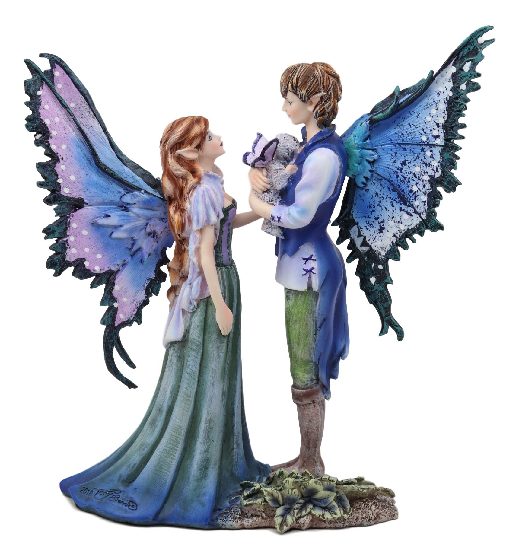 Ebros Amy Brown Family Love Fairy Mother Father and Baby Child Statue 9.5" Tall Fantasy Mythical Faery Garden Magic Collectible Figurine Fairies Pixies Nymphs Decor