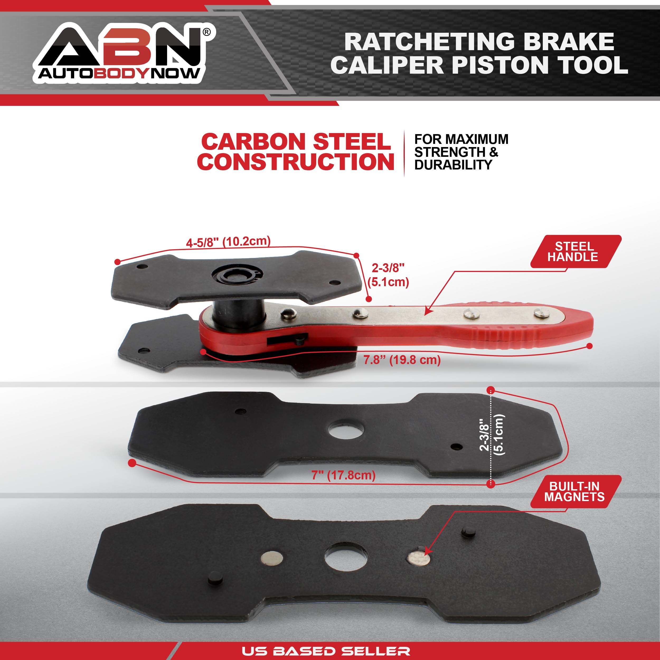 ABN Ratcheting Caliper Piston Tool – 4 in 1 Disc Brake Caliper Compression Tool Universal Brake Caliper Spreader Tool