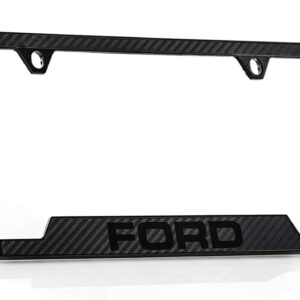 Ford Blacked Out with Carbon Fiber Inlay zinc License Plate Frame 2 Hole